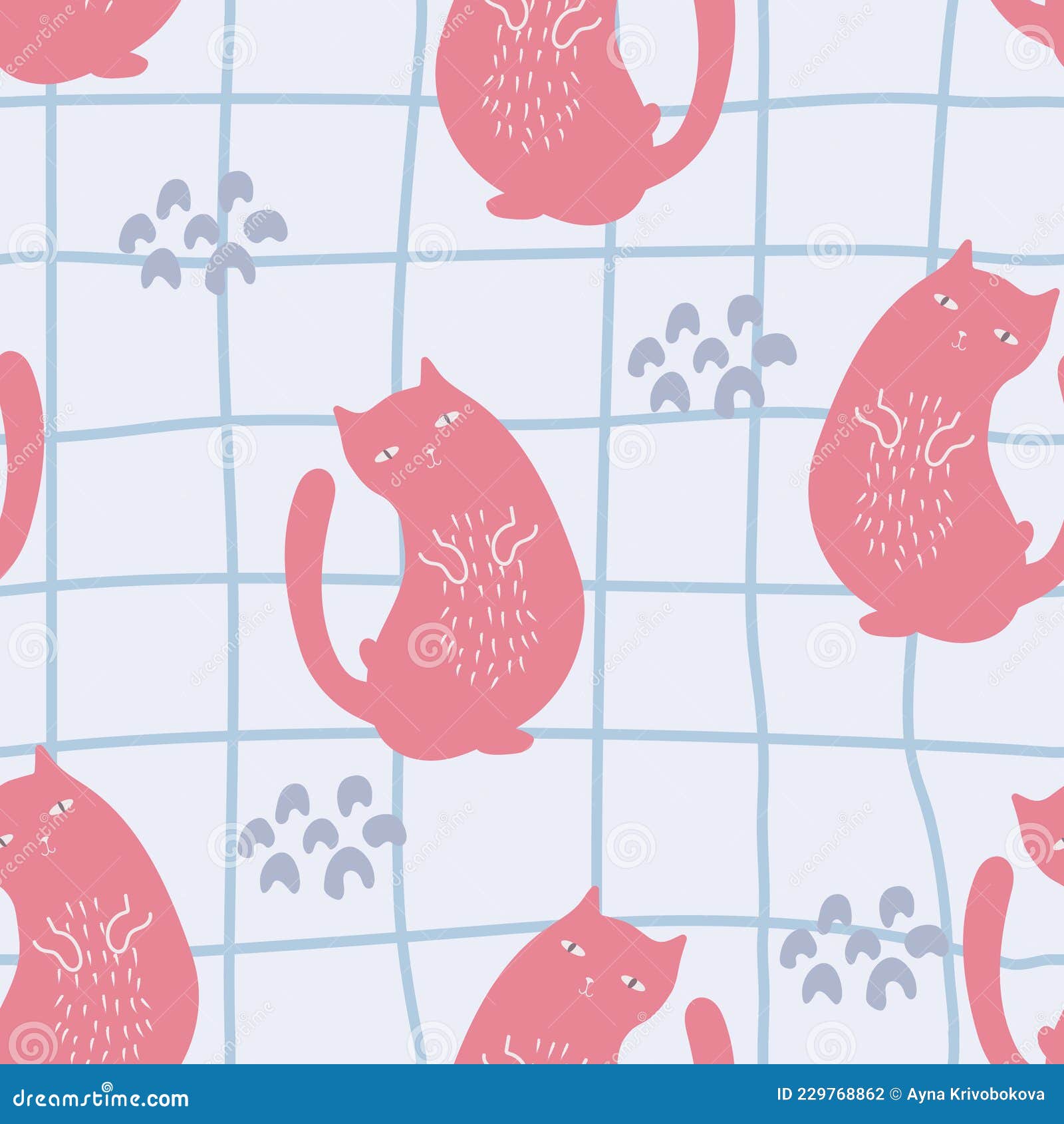 Pattern of pink cute cats stock vector. Illustration of black - 229768862