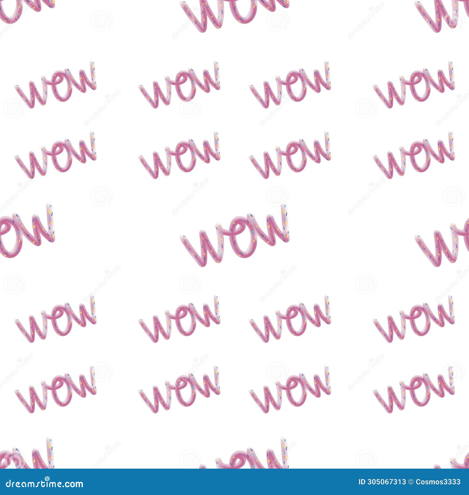 Seamless Pattern with 3d Text WOW. Stock Illustration - Illustration of ...