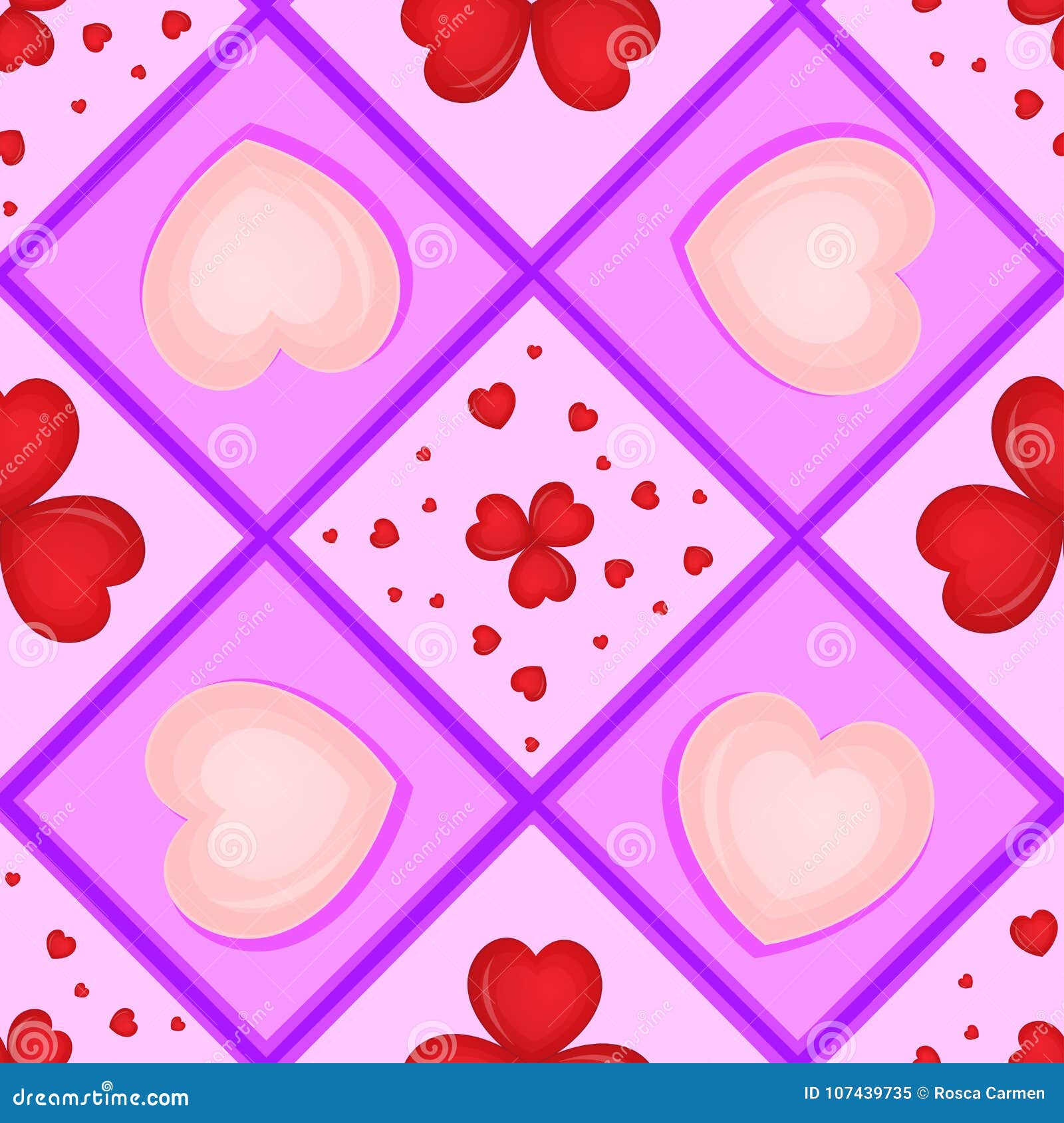 Pattern with Cartoon Hearts Stock Vector - Illustration of cartoon ...