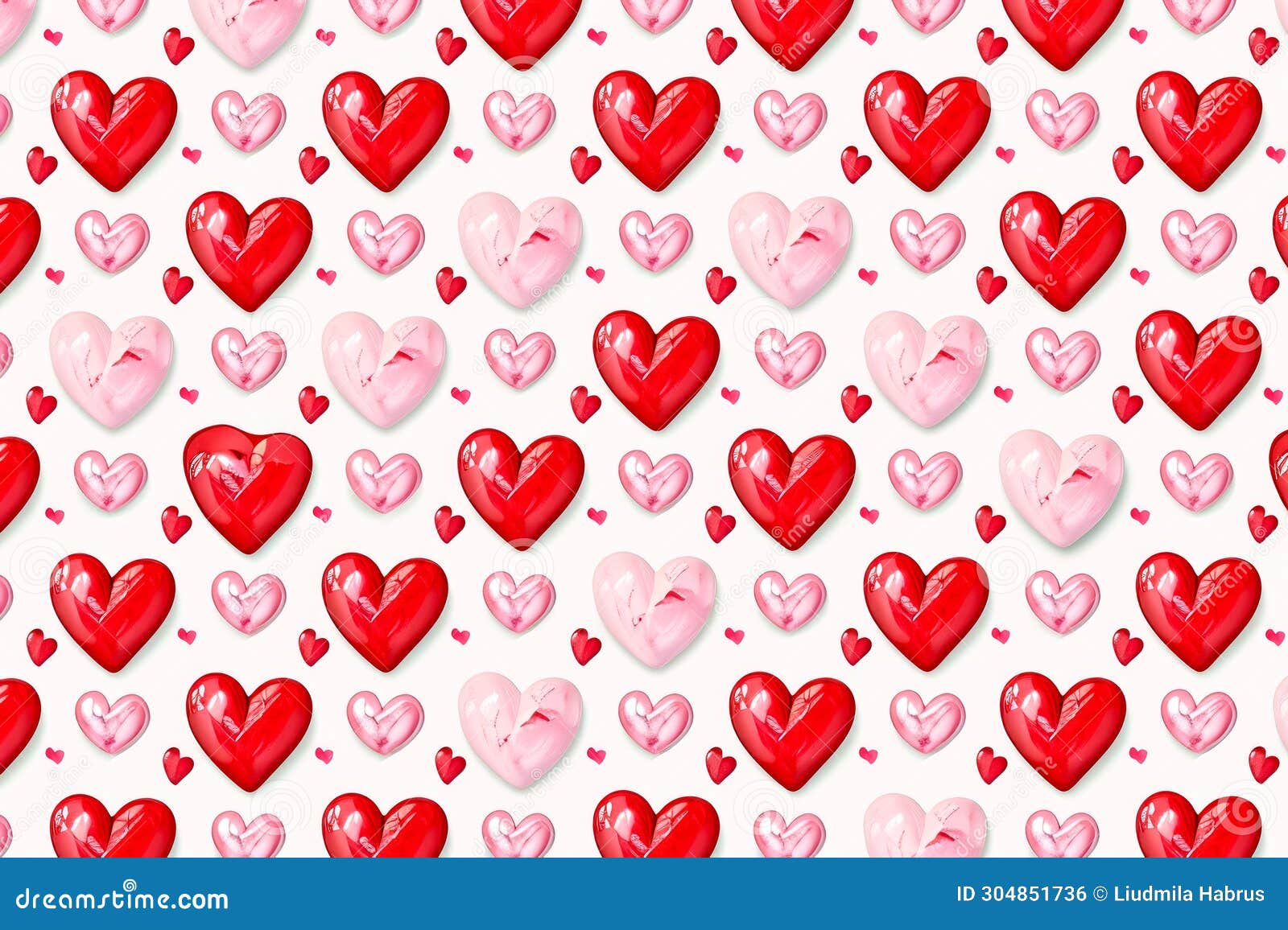A Pattern of Pink and Red Hearts on a White Background with a Border of ...