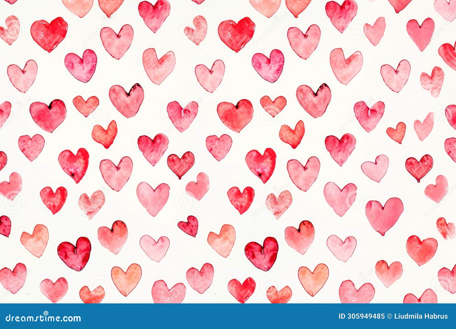 Pattern of Pink and Red Hearts on a White Background with a Border of ...