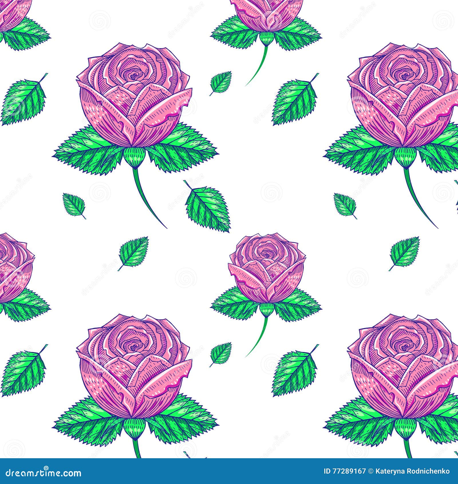 Pattern of pink roses stock vector. Illustration of white - 77289167