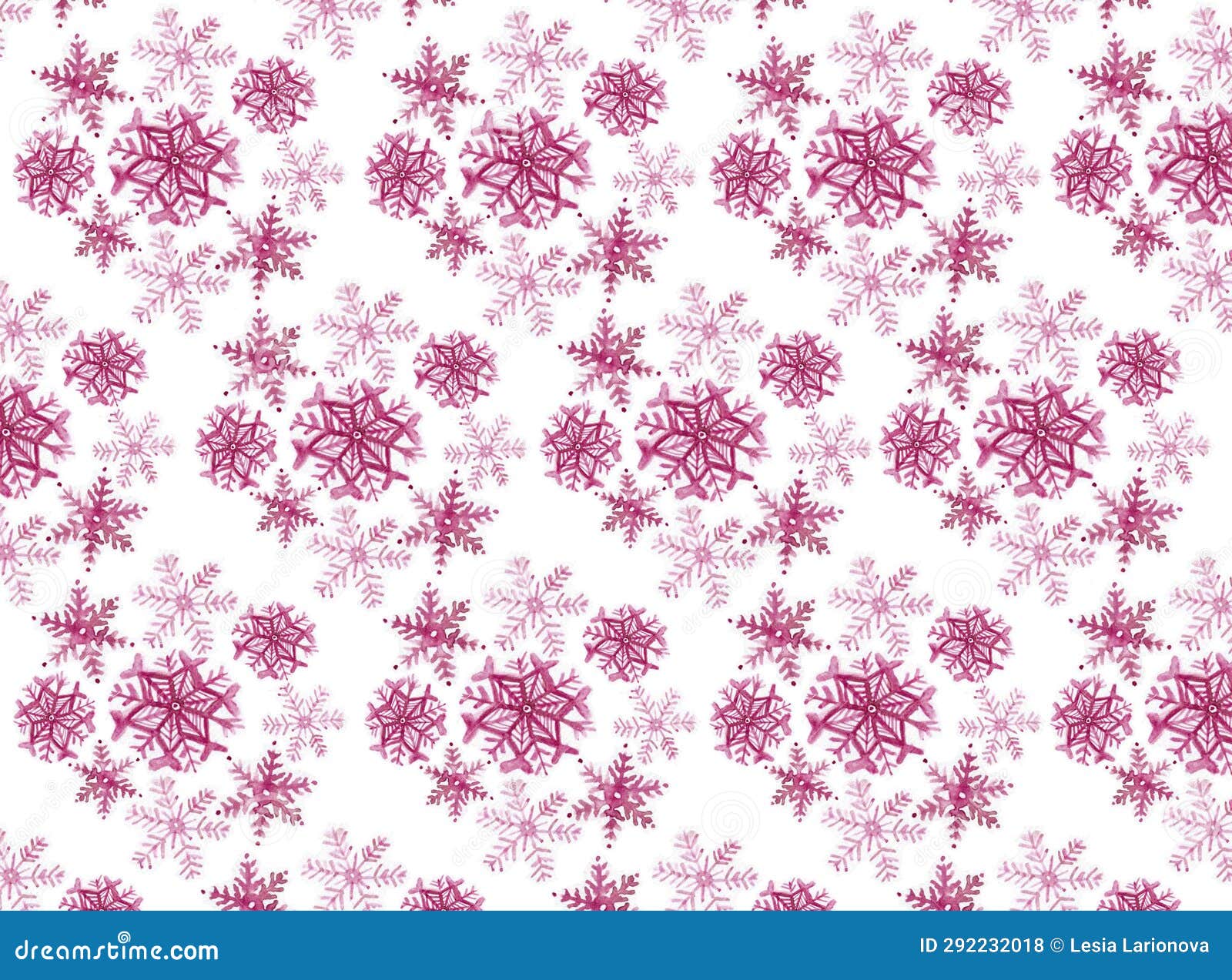 Pattern of Pink Snowflakes on a White Background. Stock Illustration ...