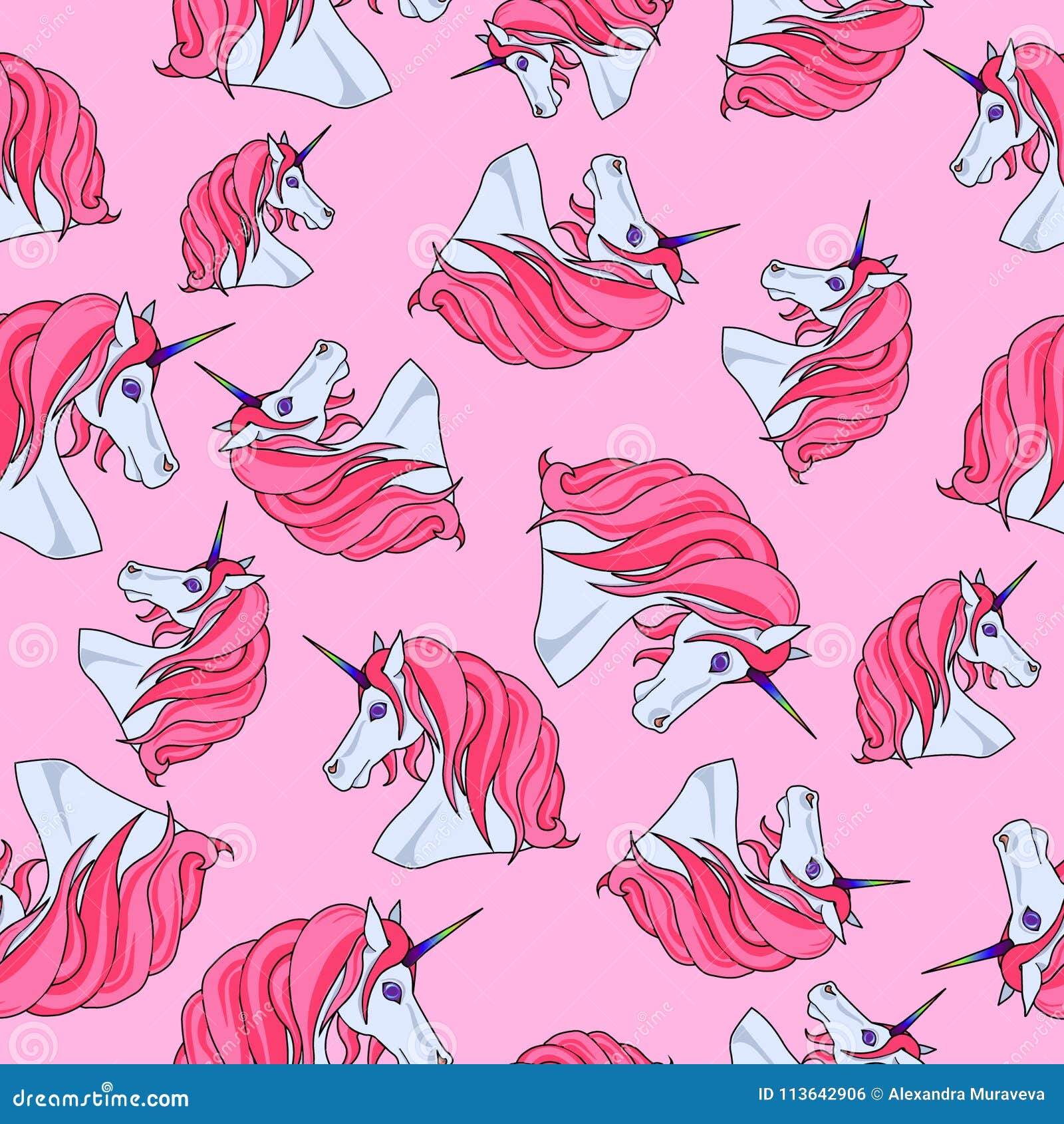 Pattern with Pink Unicorns editorial photo. Illustration of design ...