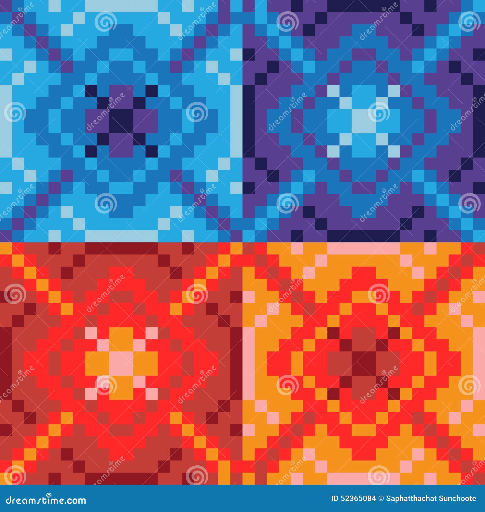 Pattern pixel art blue red stock vector. Illustration of graphic - 52365084