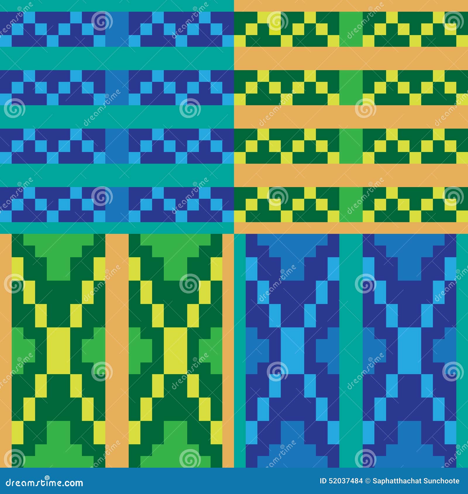 Pattern Pixel Art Blue Yellow Stock Vector - Illustration of yellow ...