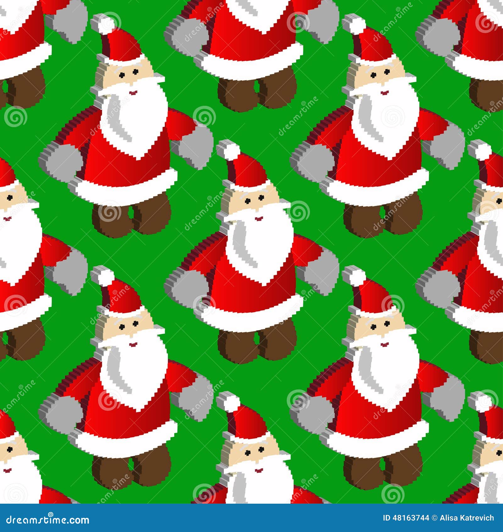 Pattern with Pixel Art Santa on a Background. Stock Vector ...