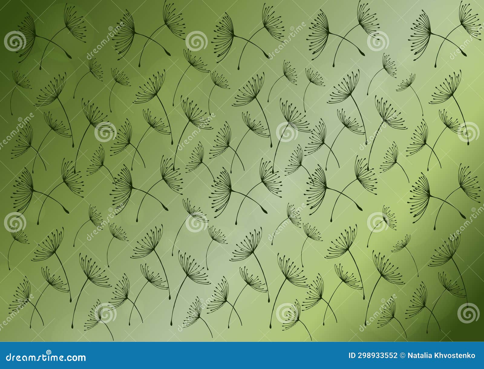 Pattern of Plants on a Green Gradient Stock Illustration - Illustration ...