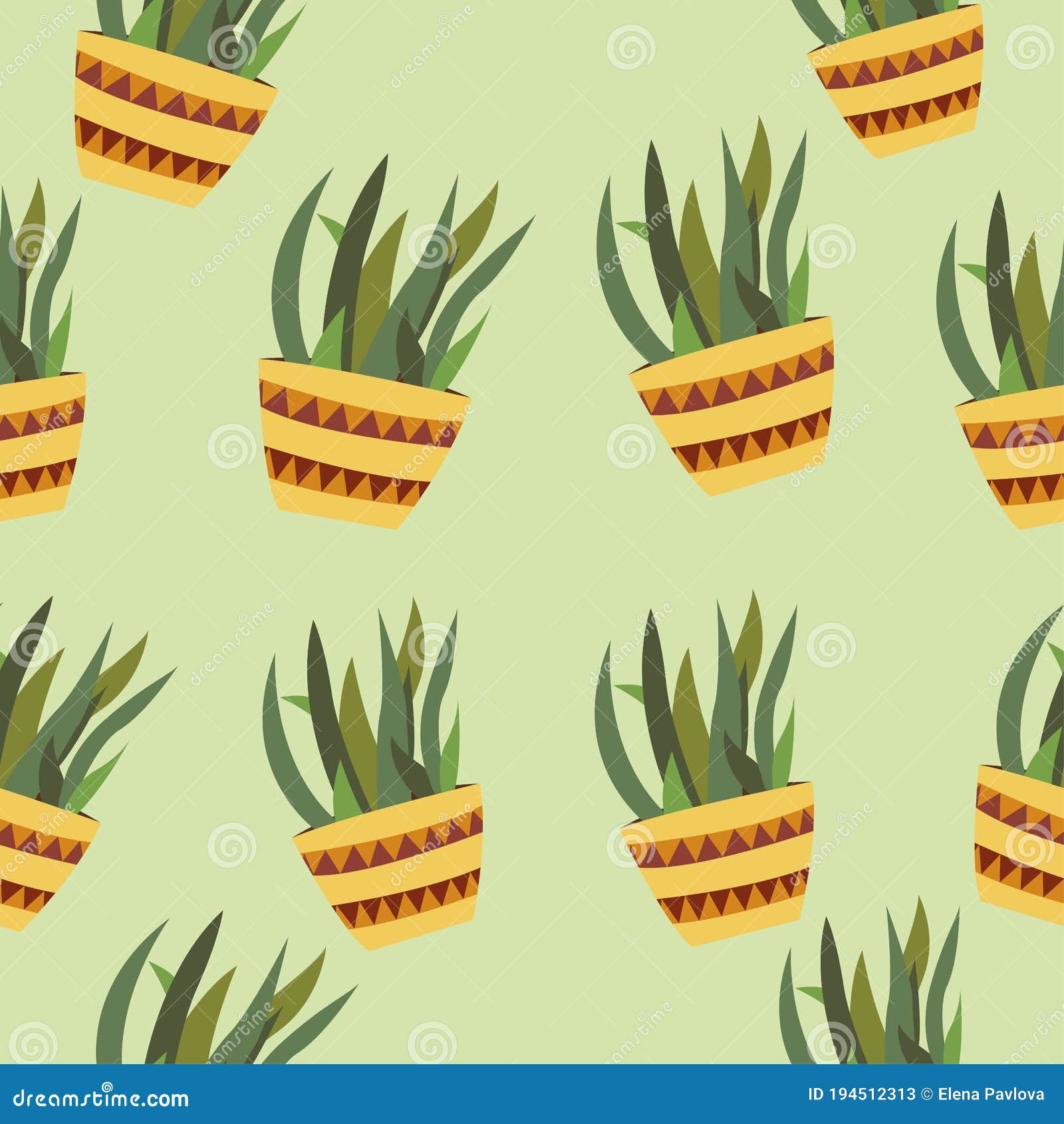 Pattern Plants in Pots Vector Illustration Stock Illustration ...