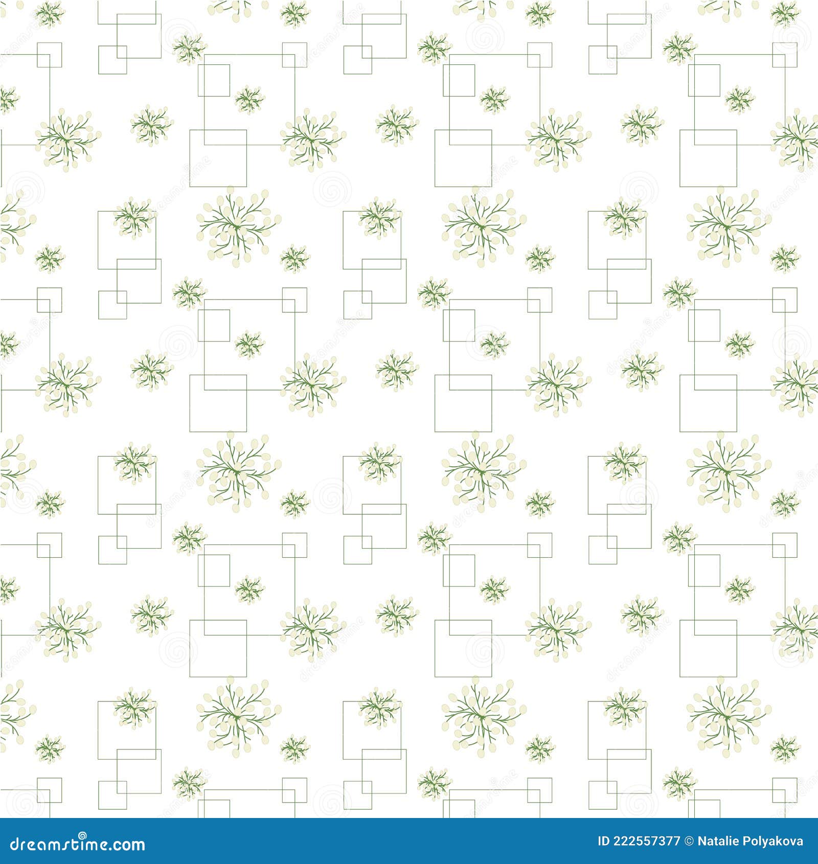 Pattern of Plants and Squares Stock Vector - Illustration of drawing ...