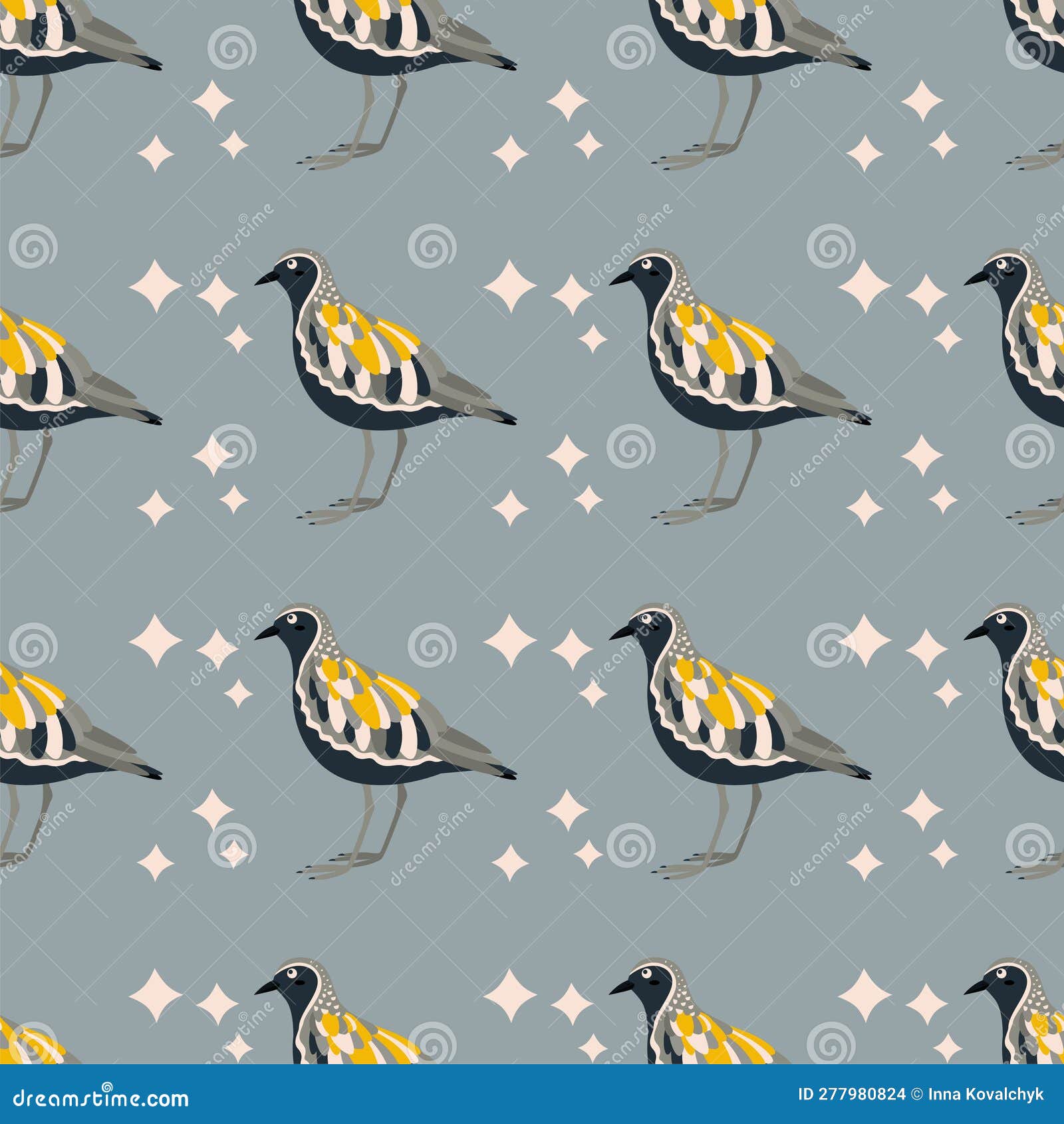 Pattern with plover bird stock vector. Illustration of wrapping - 277980824