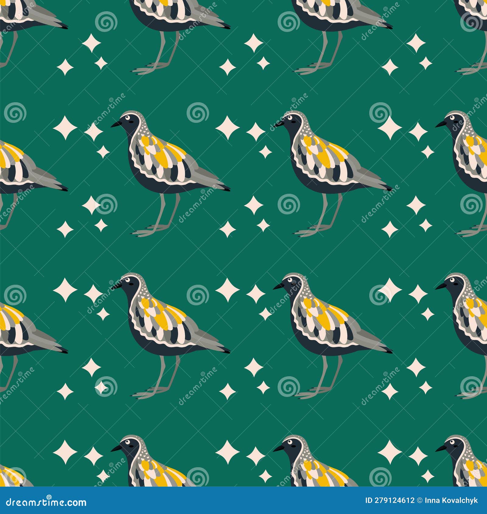 Pattern with plover bird stock vector. Illustration of cartoon - 279124612