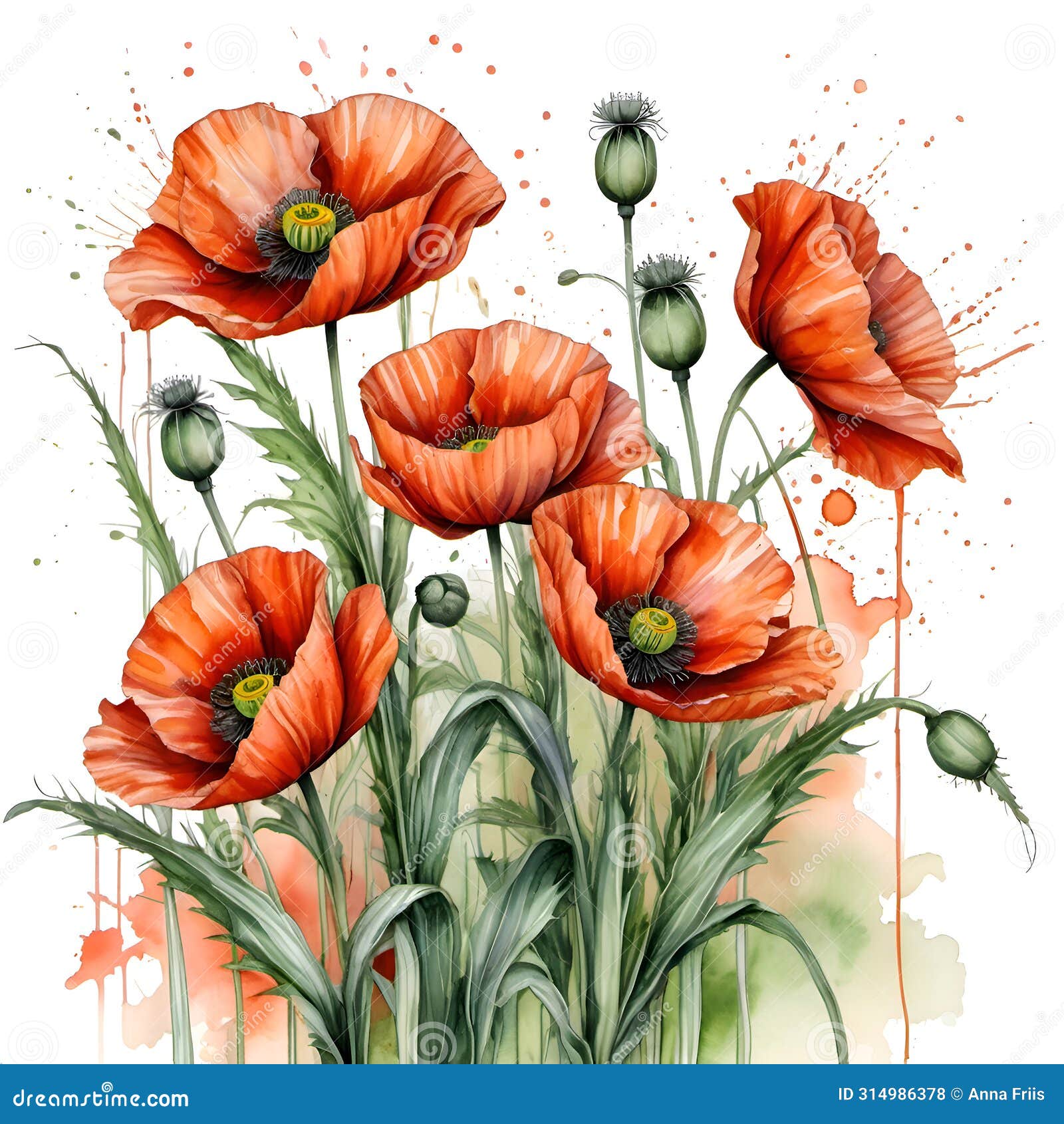 Pattern with poppies stock illustration. Illustration of design - 314986378