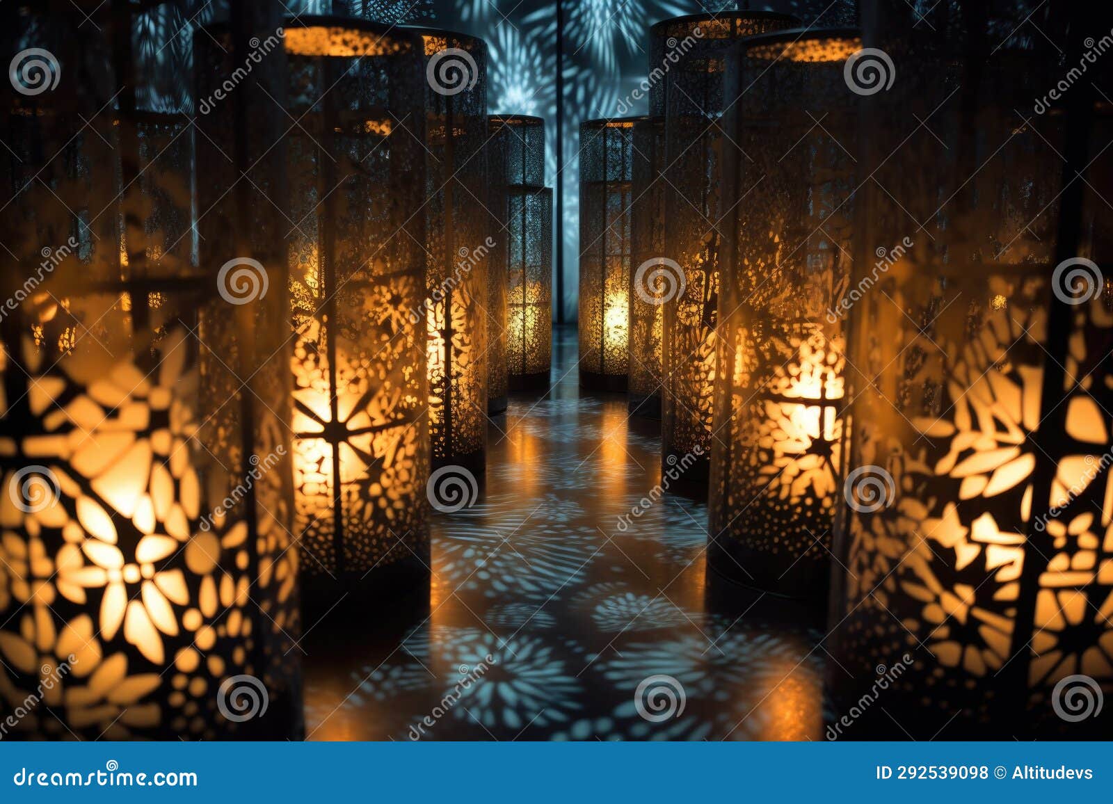 Pattern Projection by Pierced Metal Lanterns Stock Photo - Image of ...