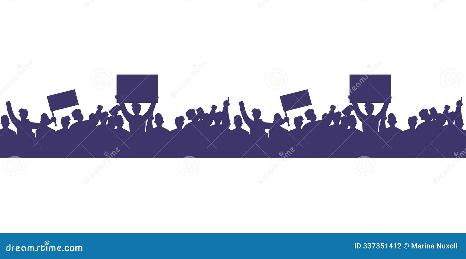 Pattern of Protesting Crowd Silhouettes with Banners, Shields, and ...