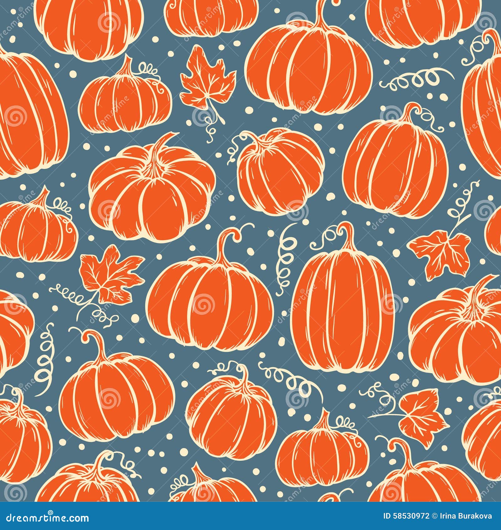 Pattern of pumpkins stock vector. Illustration of ripe - 58530972
