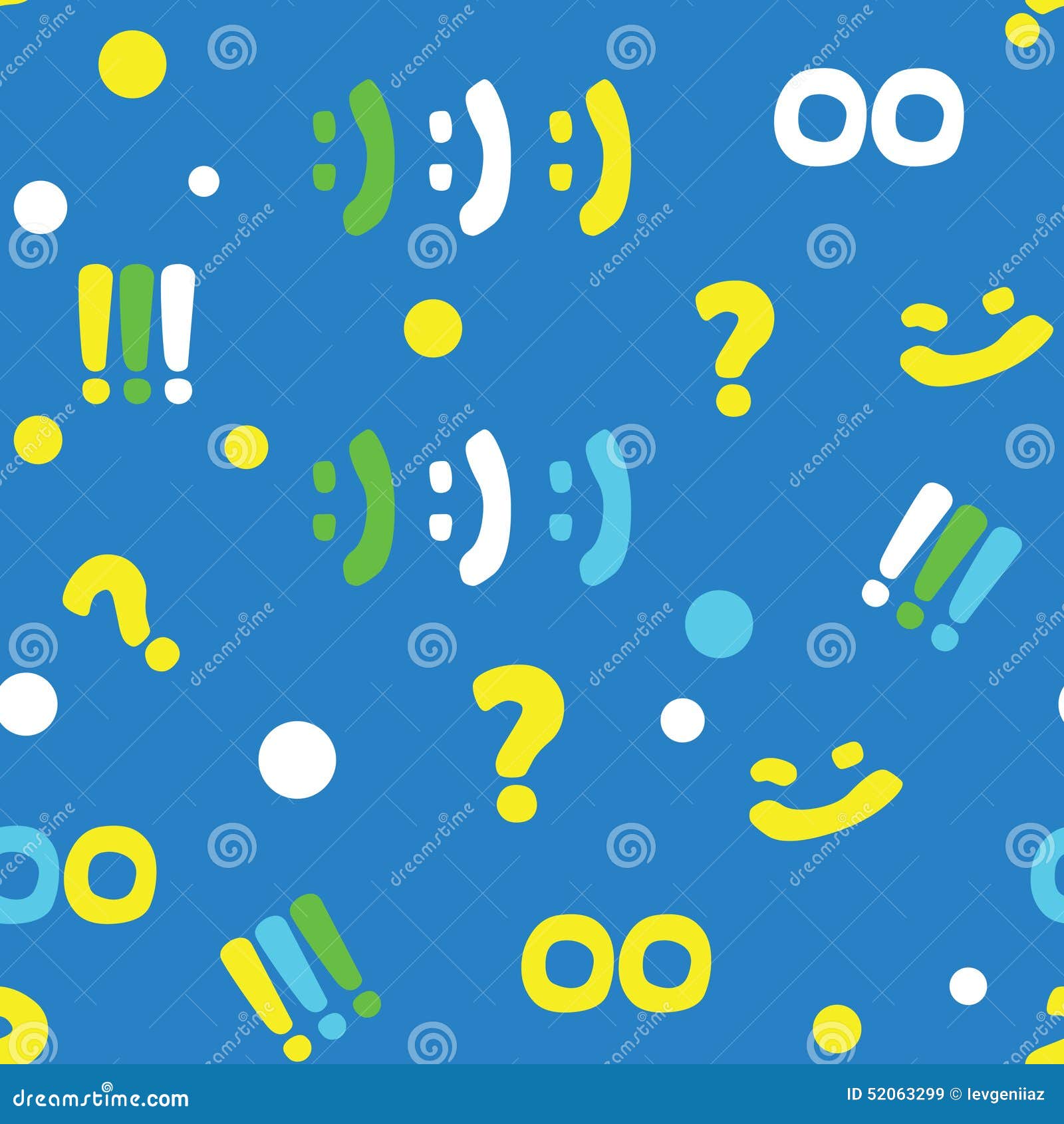 Pattern with Punctuation Marks and Smileys Stock Vector - Illustration ...