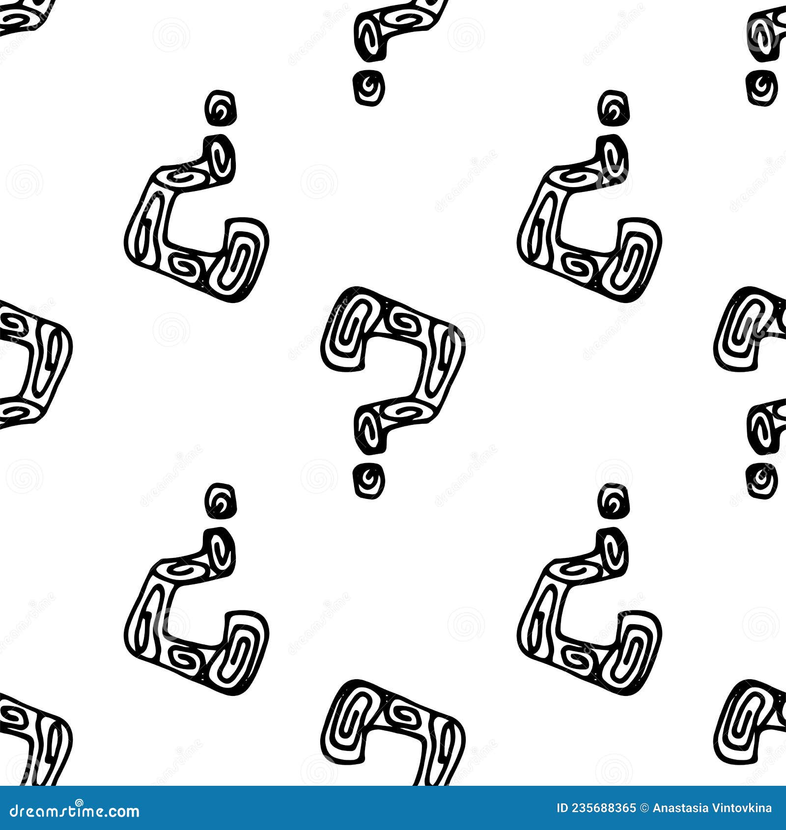 A Pattern of a Question Mark in the Style of a Doodle. Seamless Pattern ...