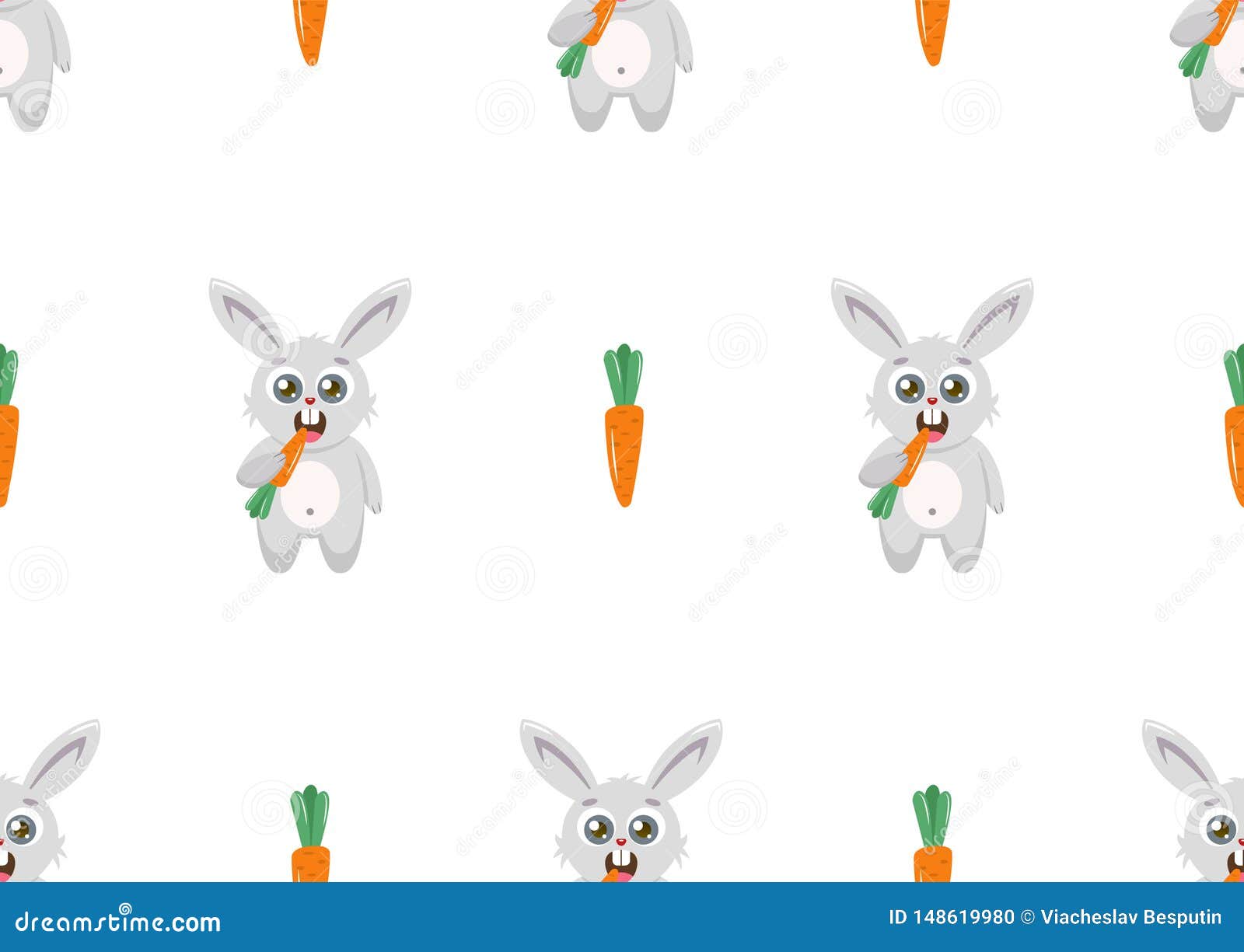 Pattern Rabbit and Carrots on a White Background. Stock Illustration ...