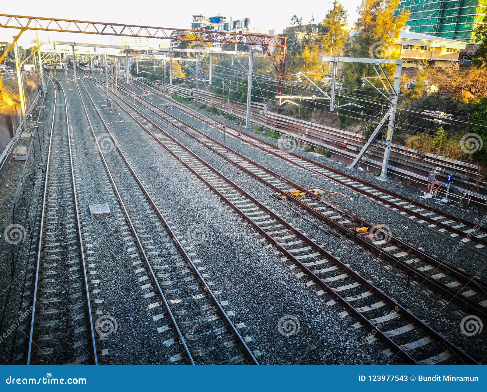 Pattern of Rail Track in Five Lanes. Stock Image - Image of ...