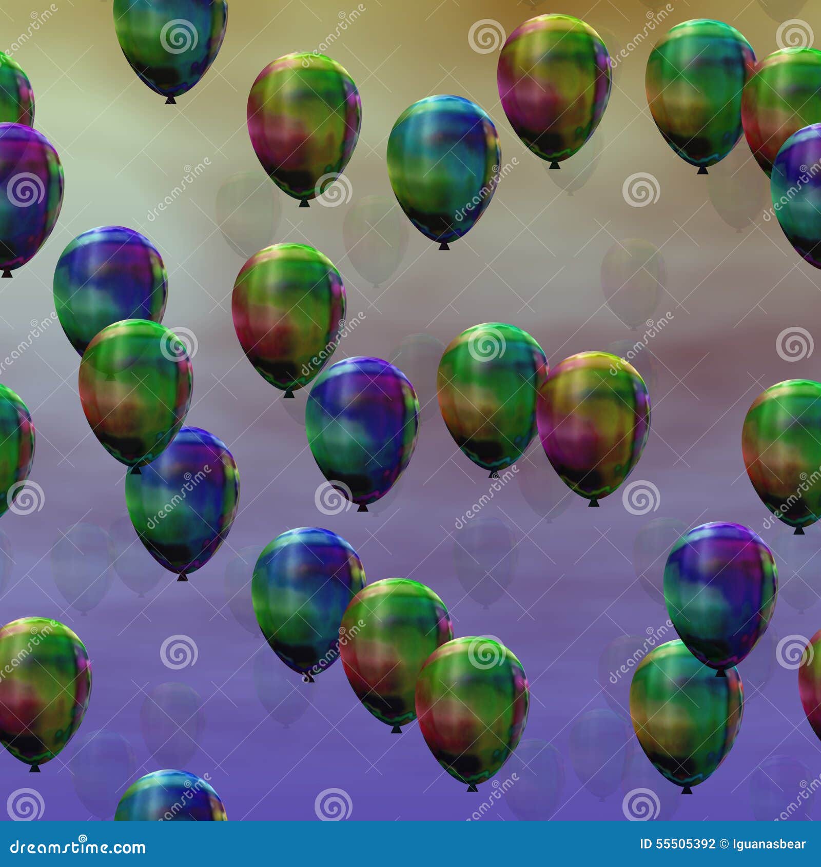 The Pattern of Rainbow Balloons with Abstract Decoration on a Cloudy ...