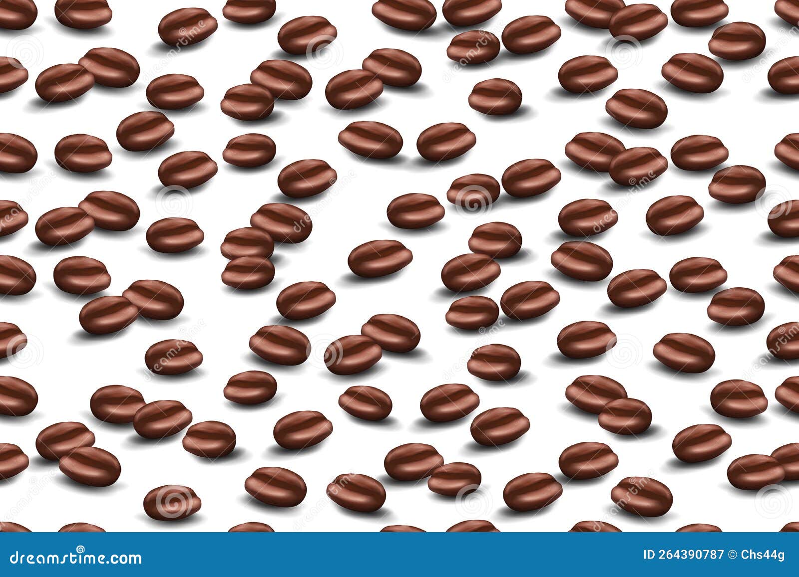 Pattern of Realistic Coffee Beans Isolated on White Background Stock ...