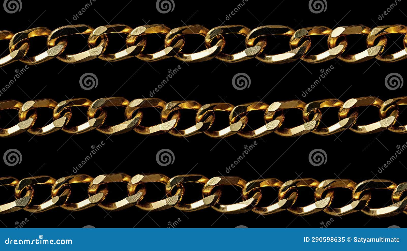 Pattern with Realistic Golden Chain on Black Background Generative AI ...