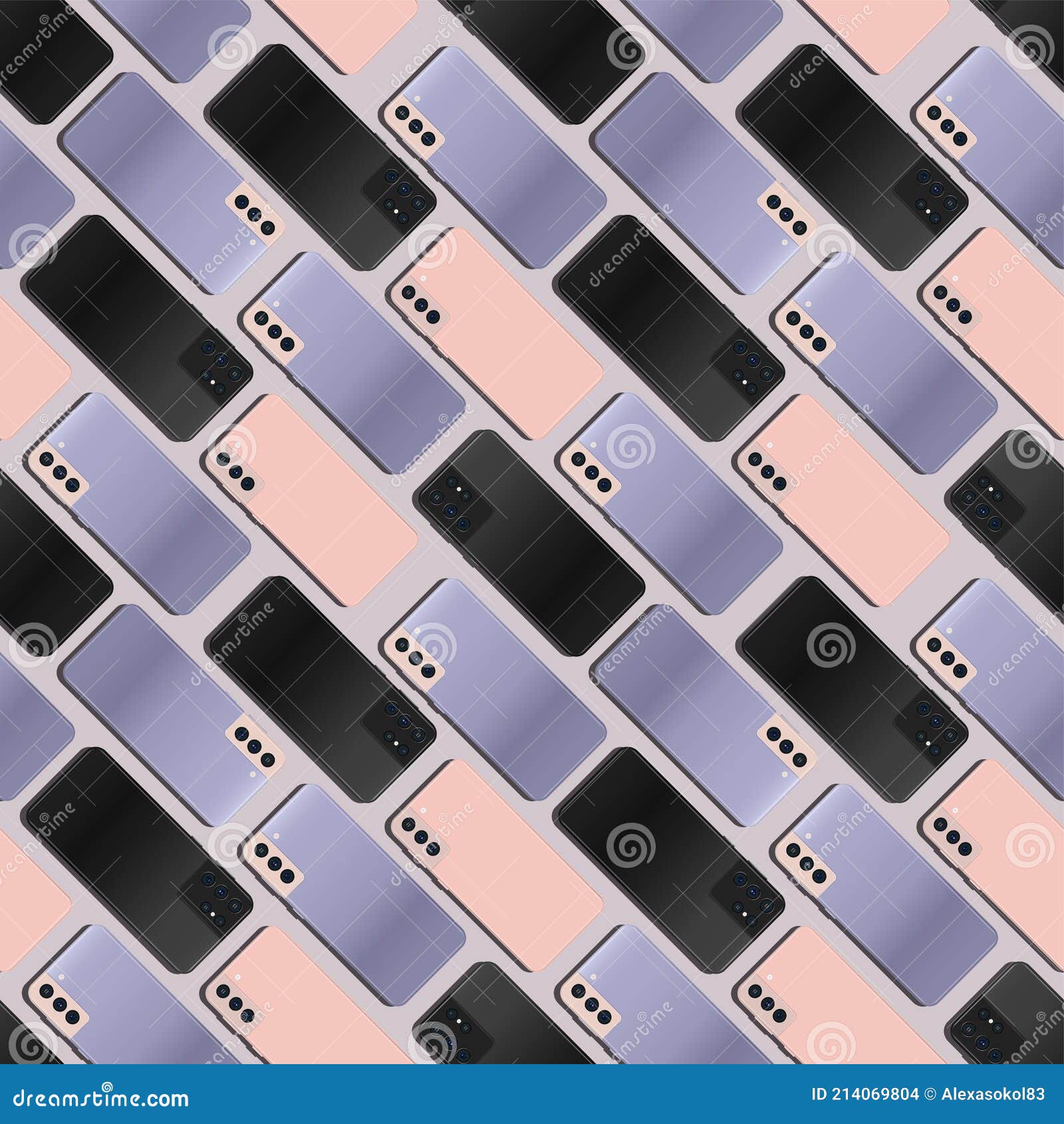 Pattern of Realistic Smartphone with Back Illustration. Vector Stock ...