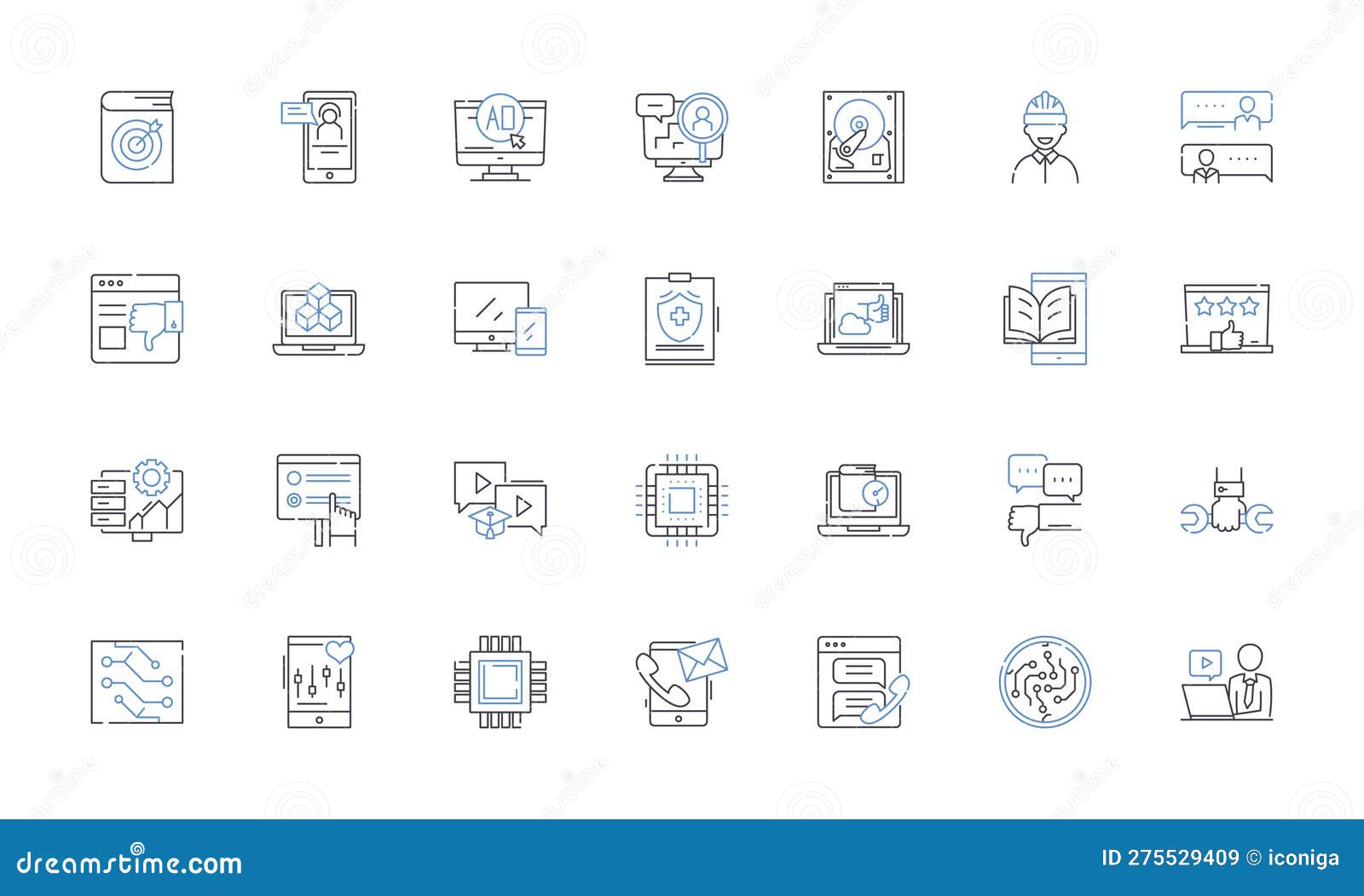 Pattern Recognition Line Icons Collection Algorithms Clustering Classification Features