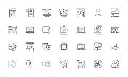 Pattern Recognition Line Icons Collection. Algorithms, Clustering ...