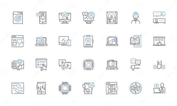 Pattern Recognition Line Icons Collection. Algorithms, Clustering ...