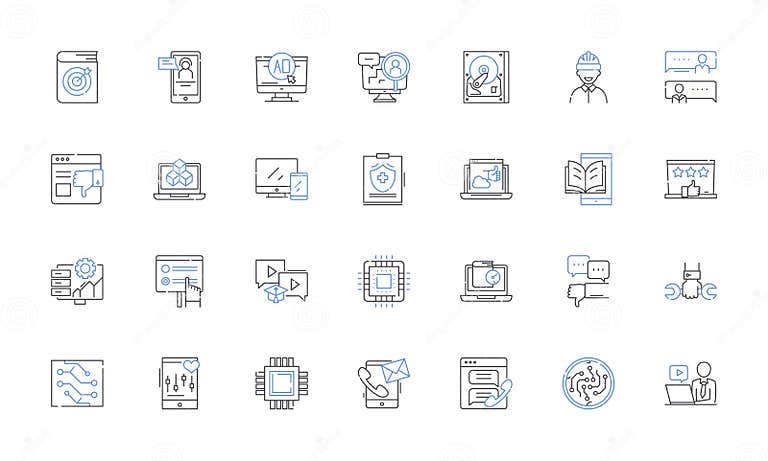 Pattern Recognition Line Icons Collection. Algorithms, Clustering, Classification, Features ...