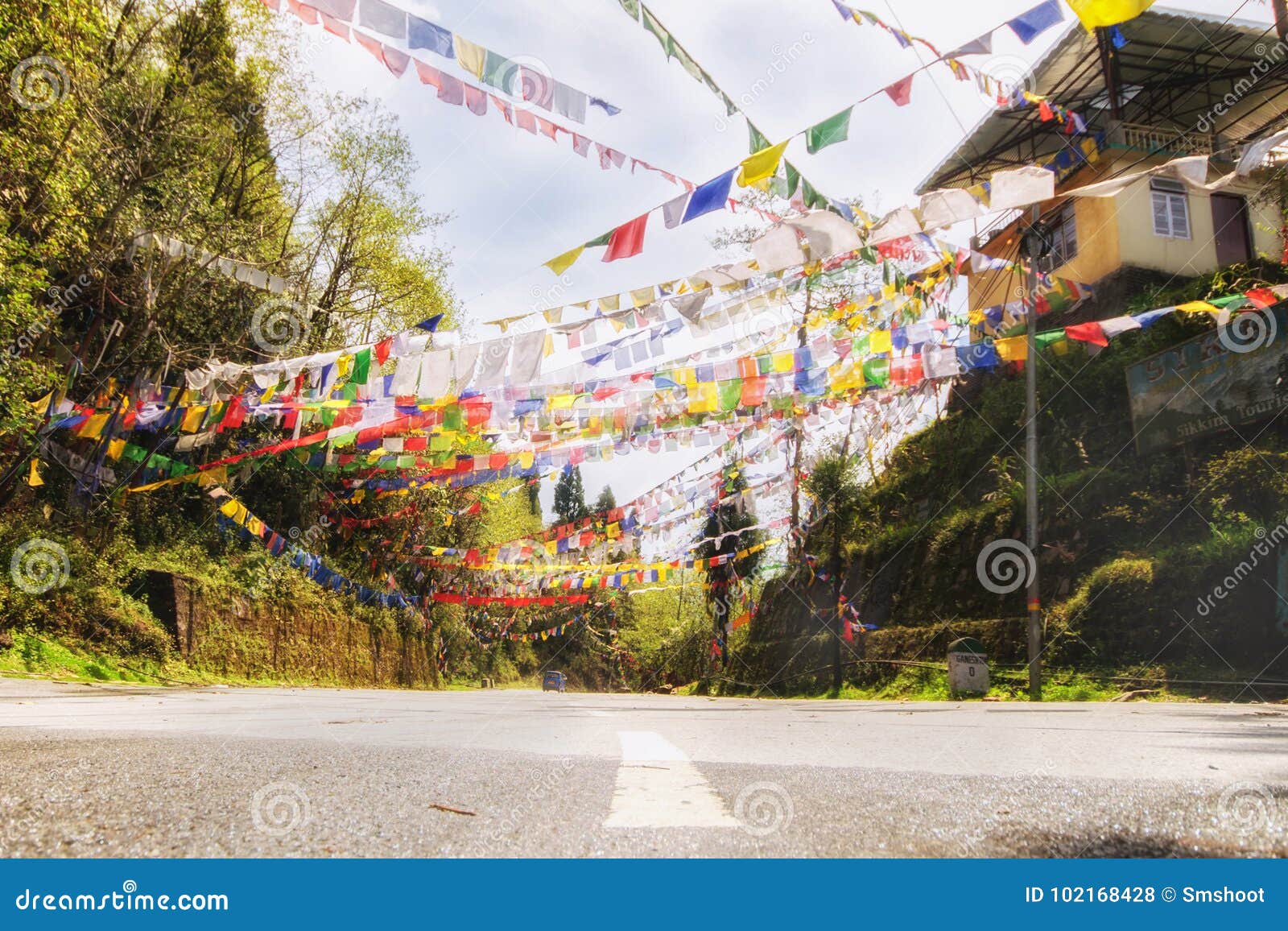 Pattern of Rectangular Prayer Flags Stock Photo - Image of culture ...