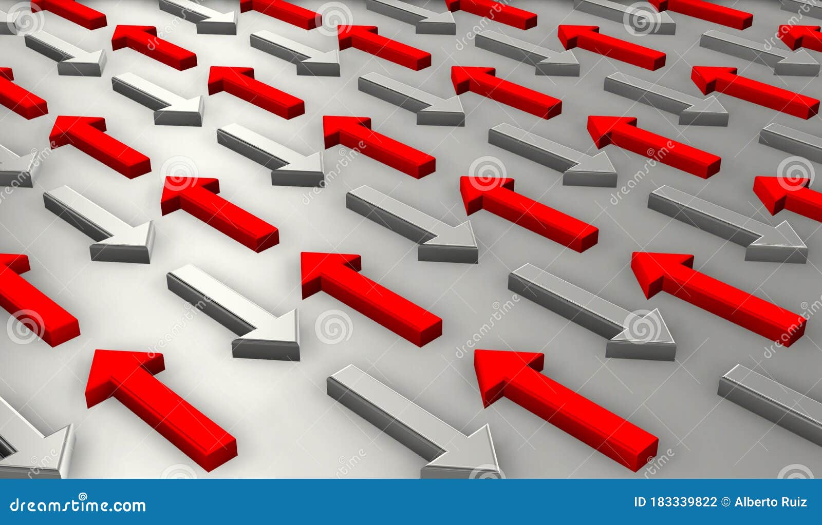 Pattern of Red Arrows in Perspective with Shadows Stock Illustration ...