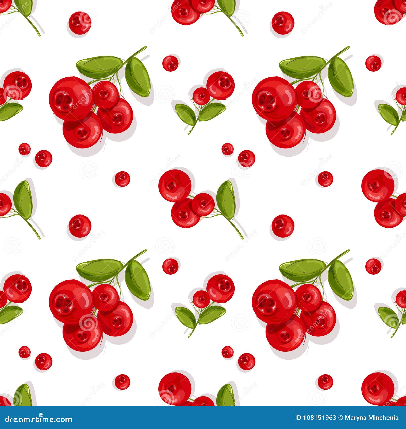 Cranberry Seamless Vector Pattern Wallpaper. Berries Stock Vector ...