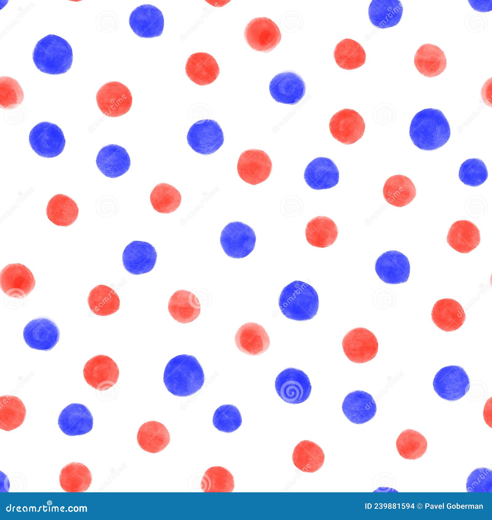 Pattern with Red and Blue Dots, Spots, Watercolor Seamless Pattern ...