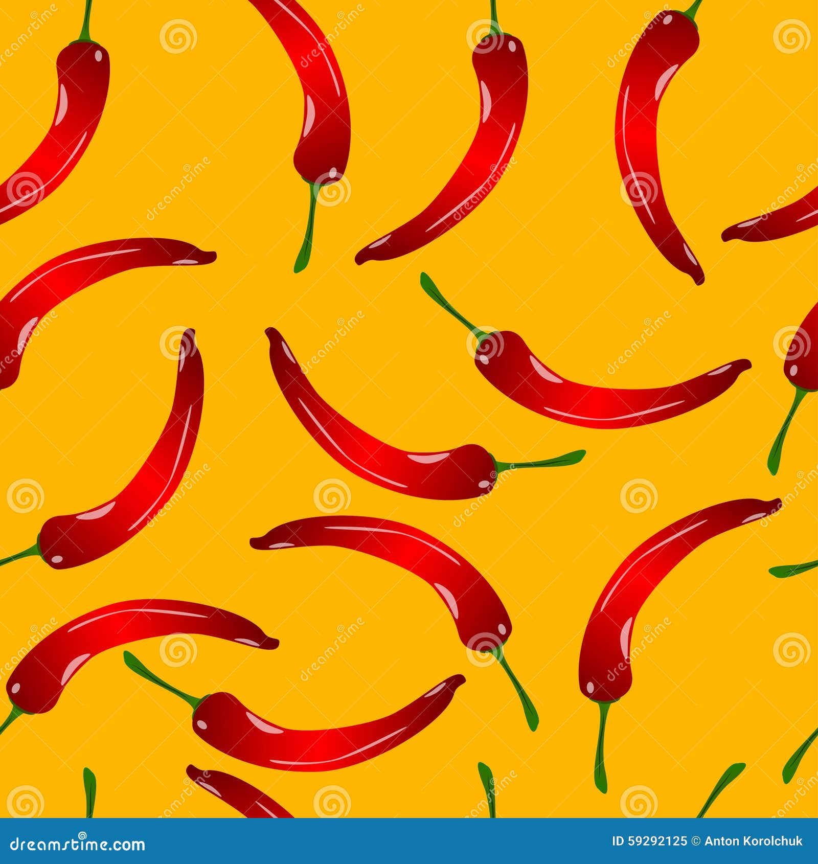 Pattern of Red Chili on a Yellow Background Stock Illustration ...
