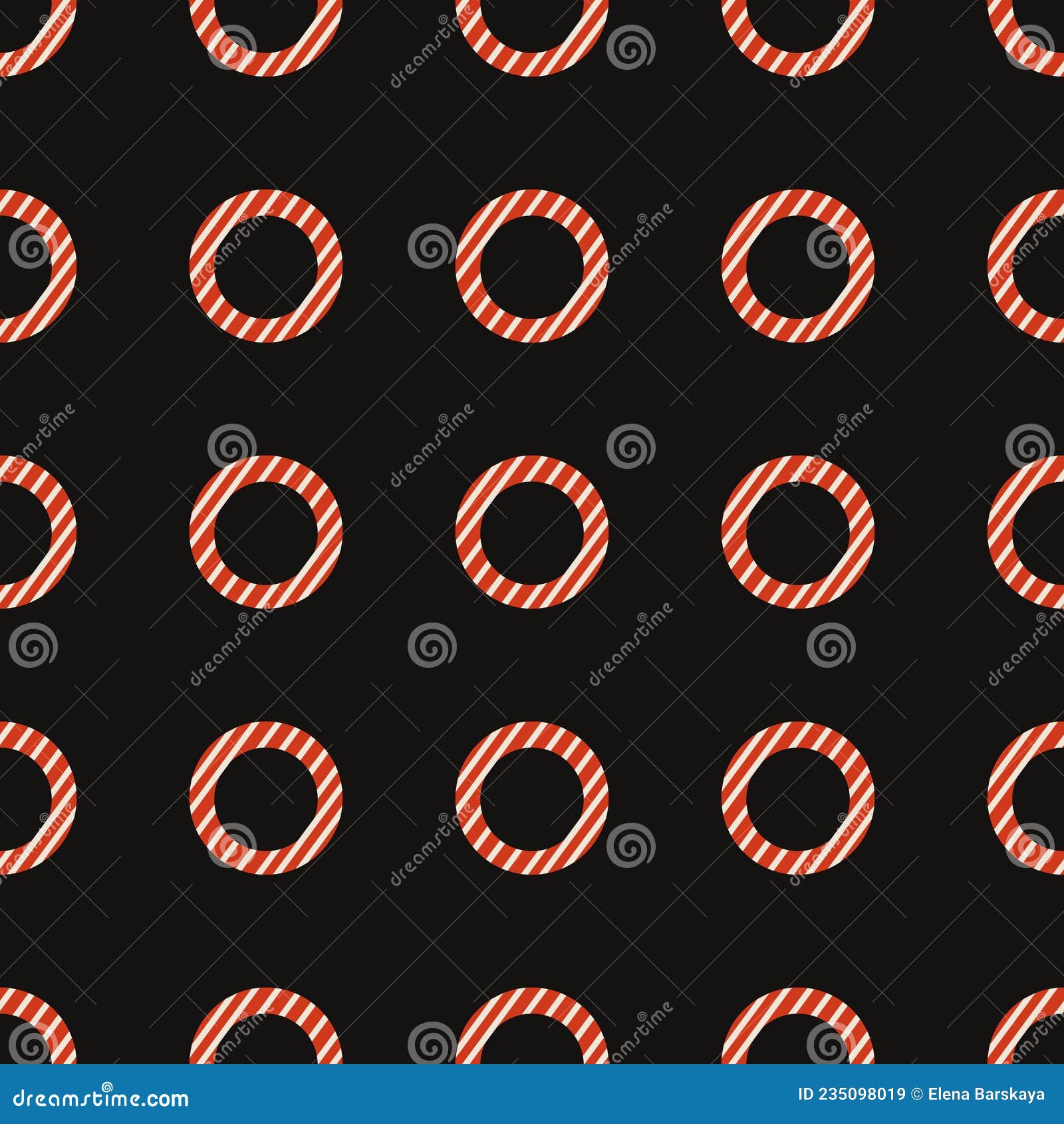 A Pattern of Red Circles with White Stripes on Black for Web Design ...