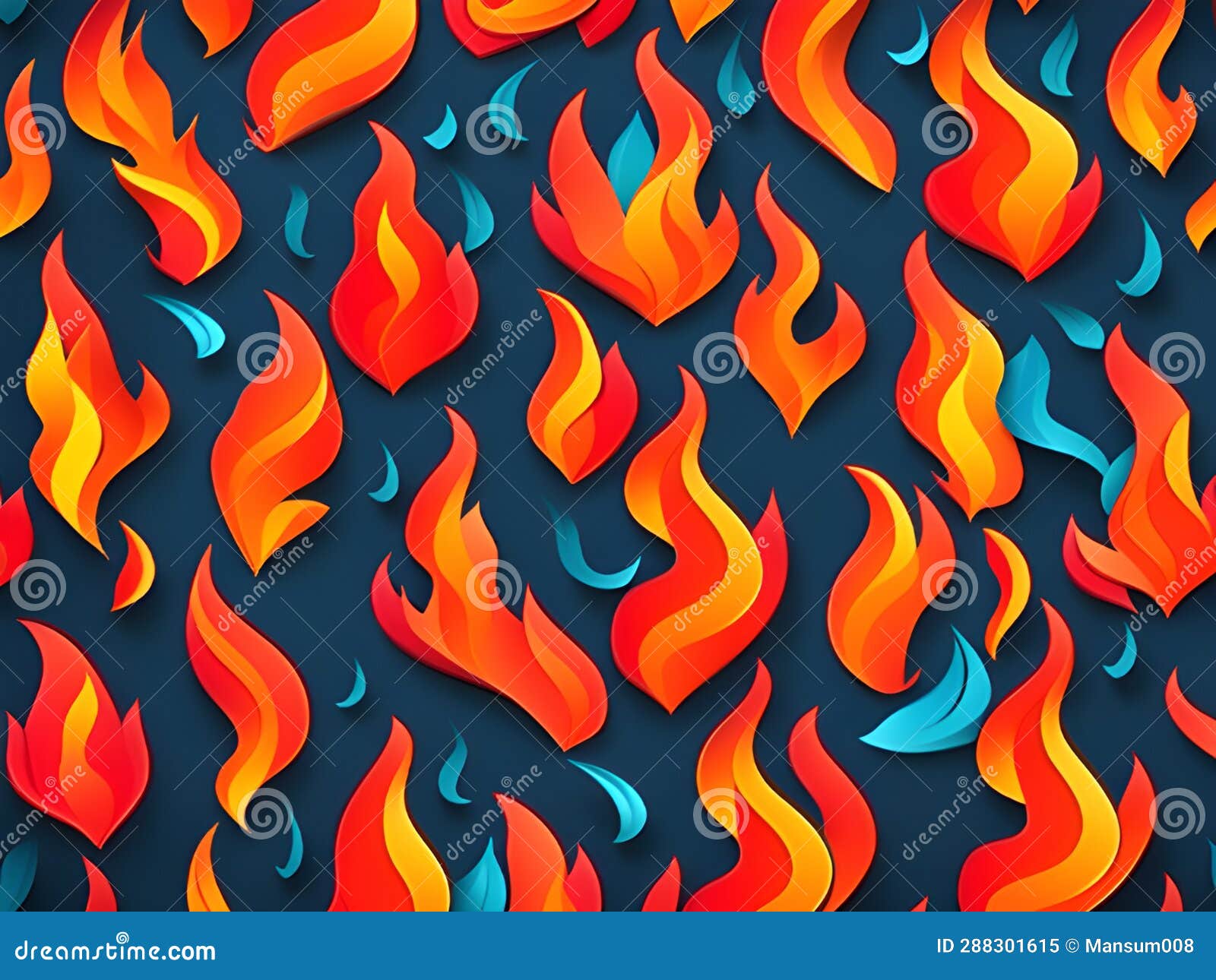 Pattern with Red Fire Flames, Ai Generated Stock Illustration ...