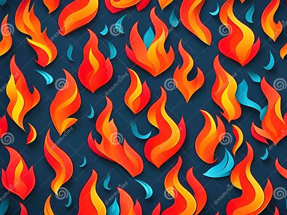 Pattern with Red Fire Flames, Ai Generated Stock Illustration ...