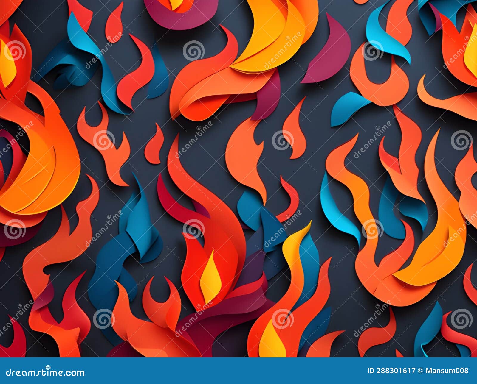 Pattern with Red Fire Flames, Ai Generated Stock Illustration ...