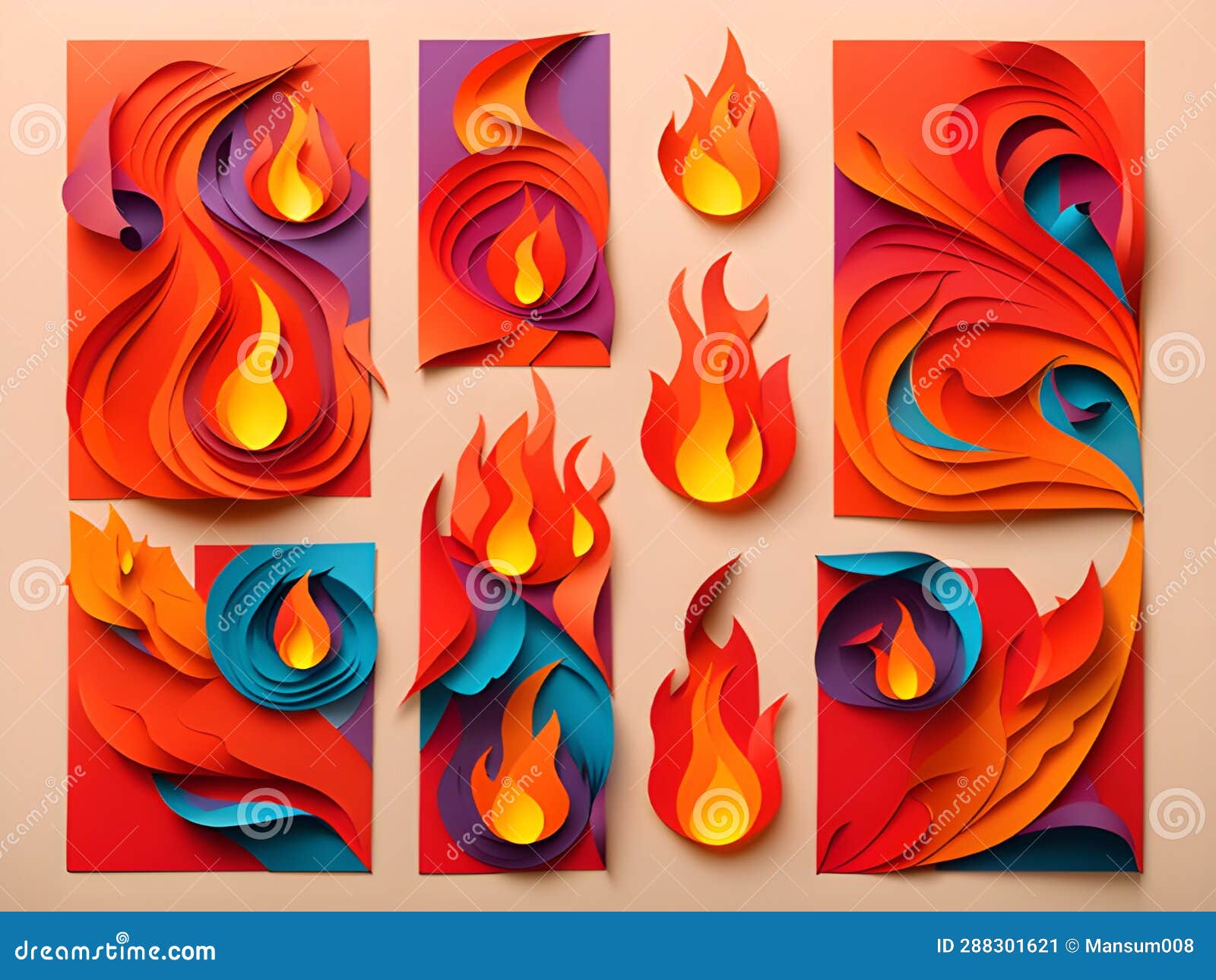 Pattern with Red Fire Flames, Ai Generated Stock Illustration ...
