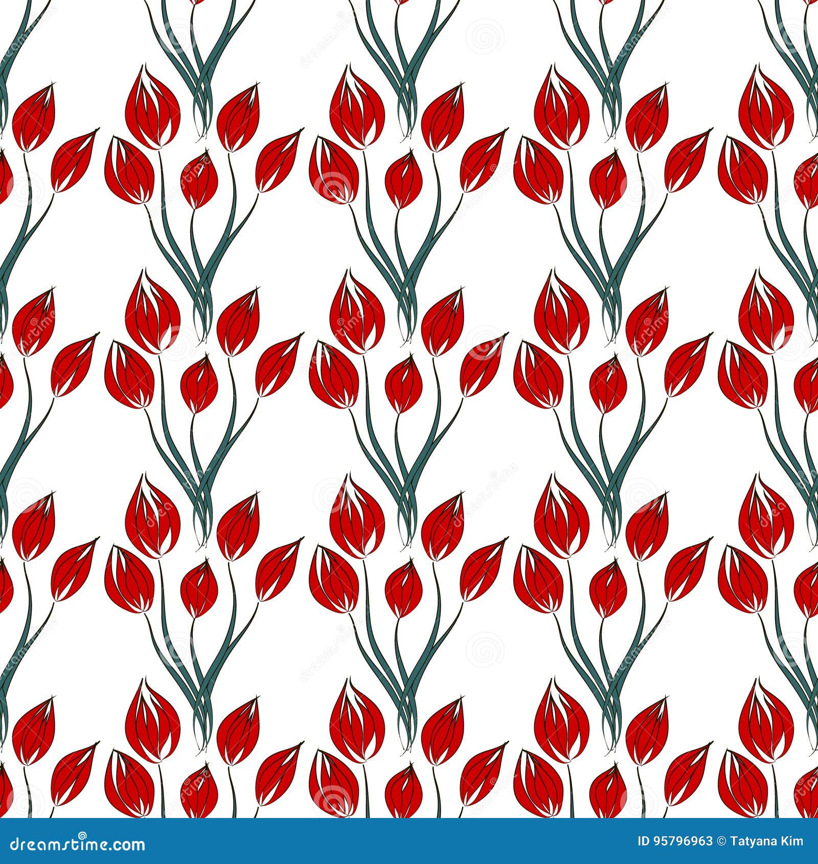 Pattern Red Flower on White Background Vector Stock Vector ...