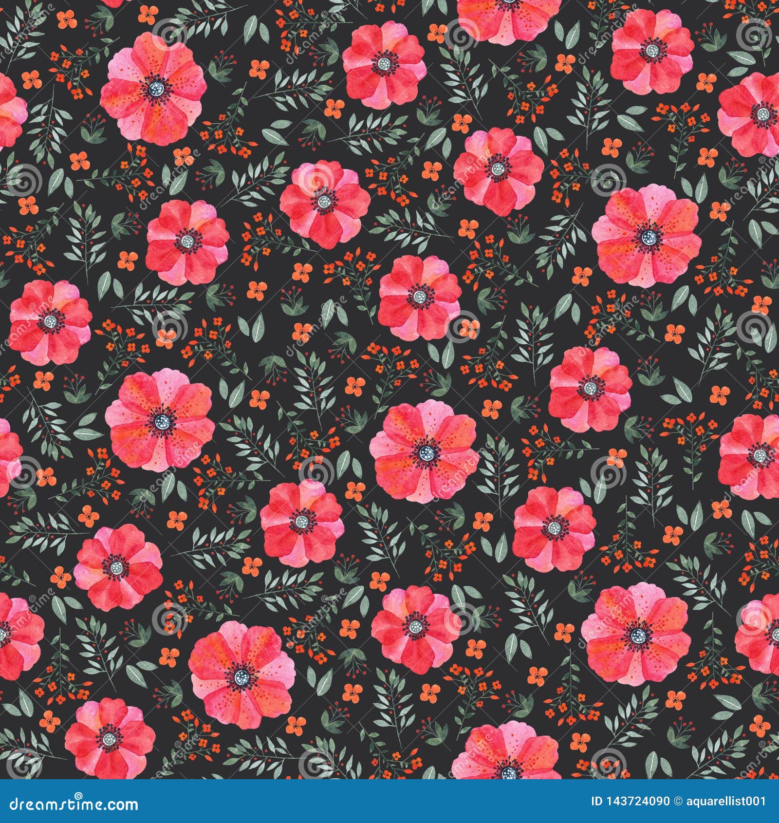 Pattern with red flowers stock illustration. Illustration of floral ...