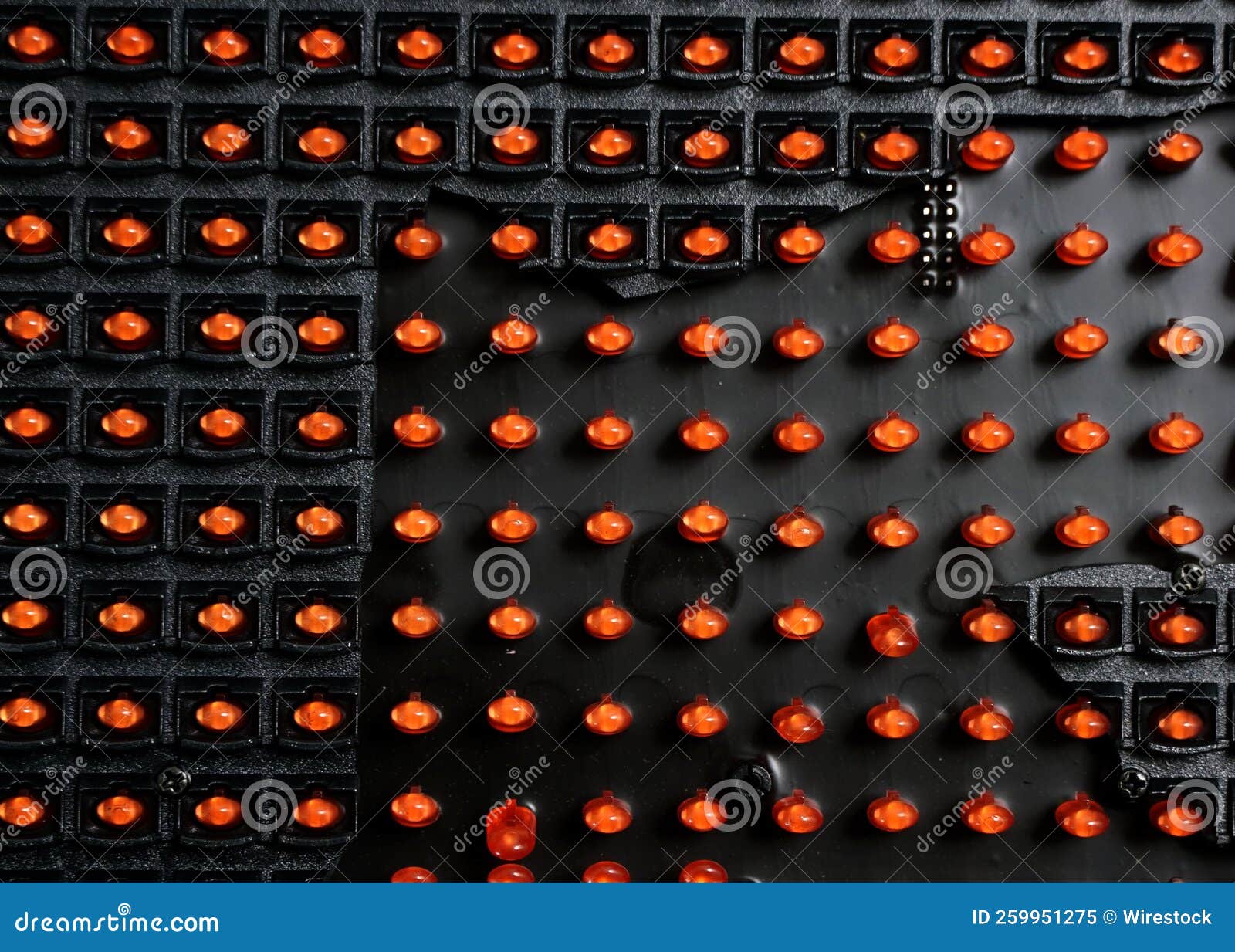 Pattern of Red Led Panel Light, Small Diodes with Different Lighting ...