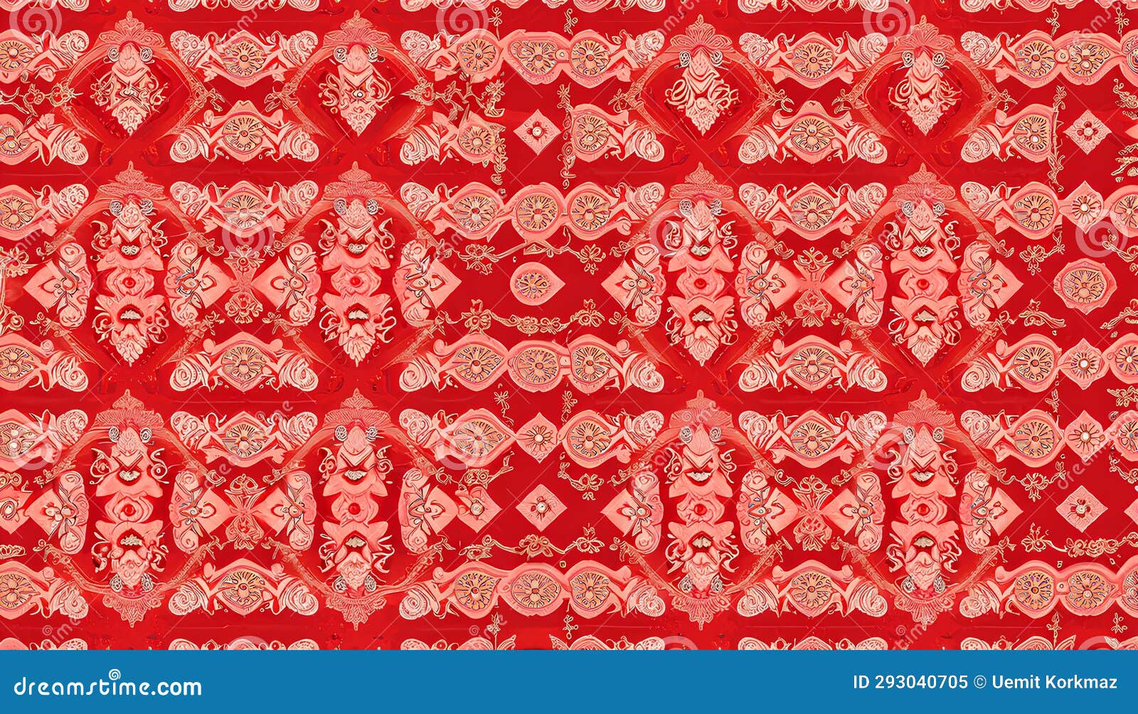 Pattern in Red with Modern and Traditional Russian Motifs Stock ...