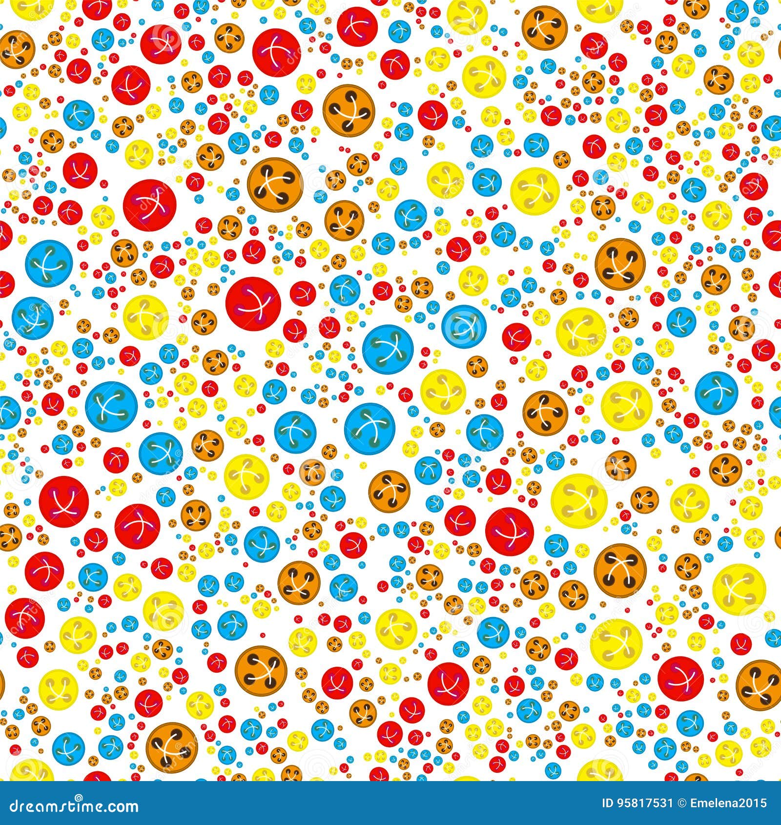 Pattern with Red, Orange Blue Yellow Buttons Stock Vector ...