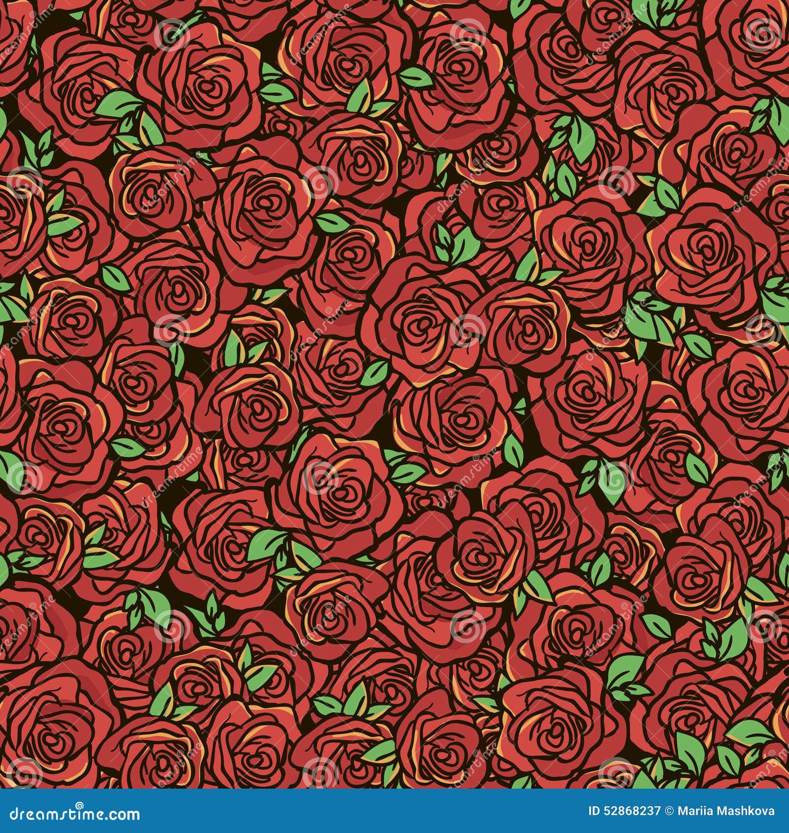 Pattern with red roses. stock vector. Illustration of valentine - 52868237