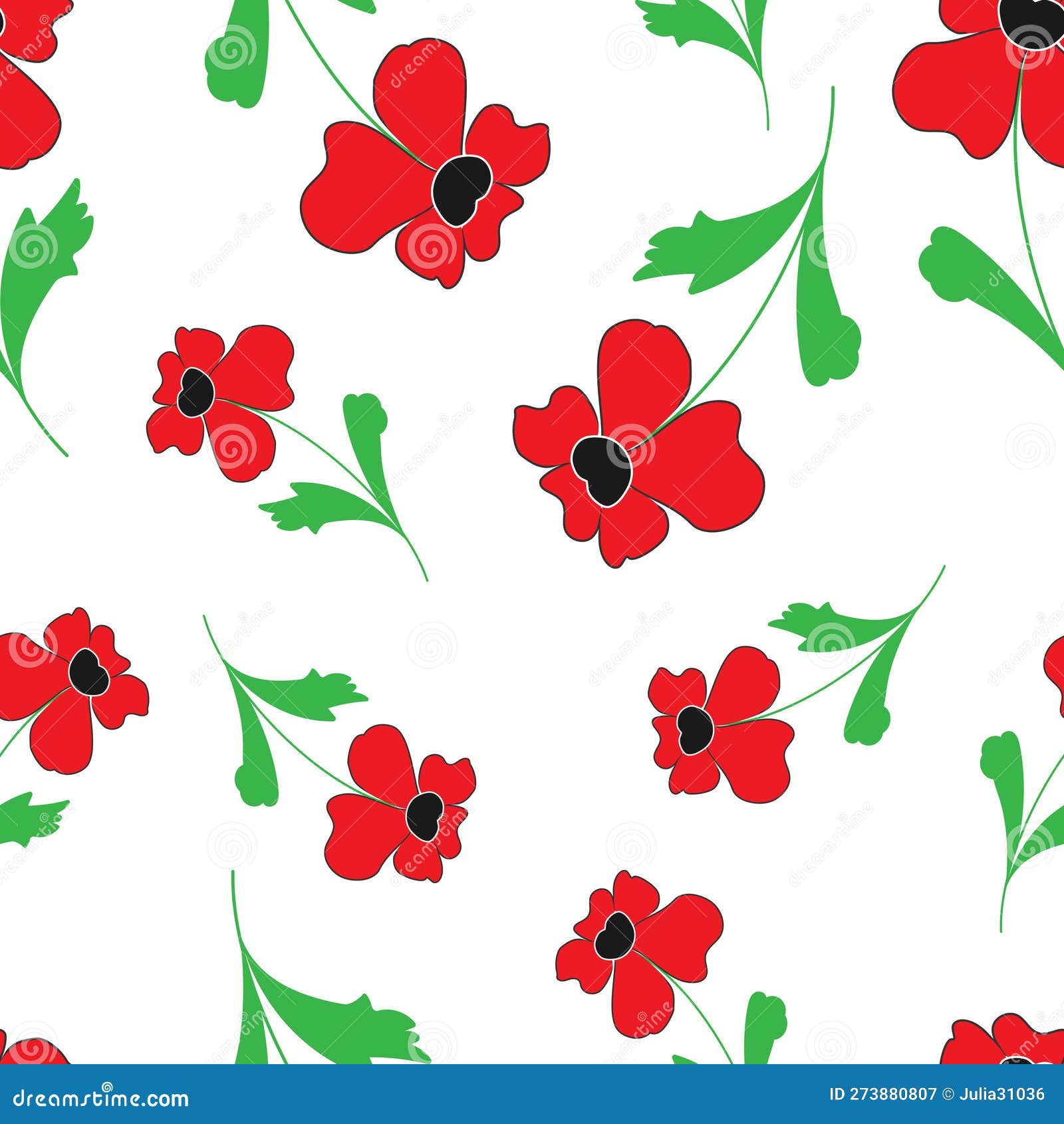Pattern Red Stylized Poppies Stock Vector - Illustration of composition ...