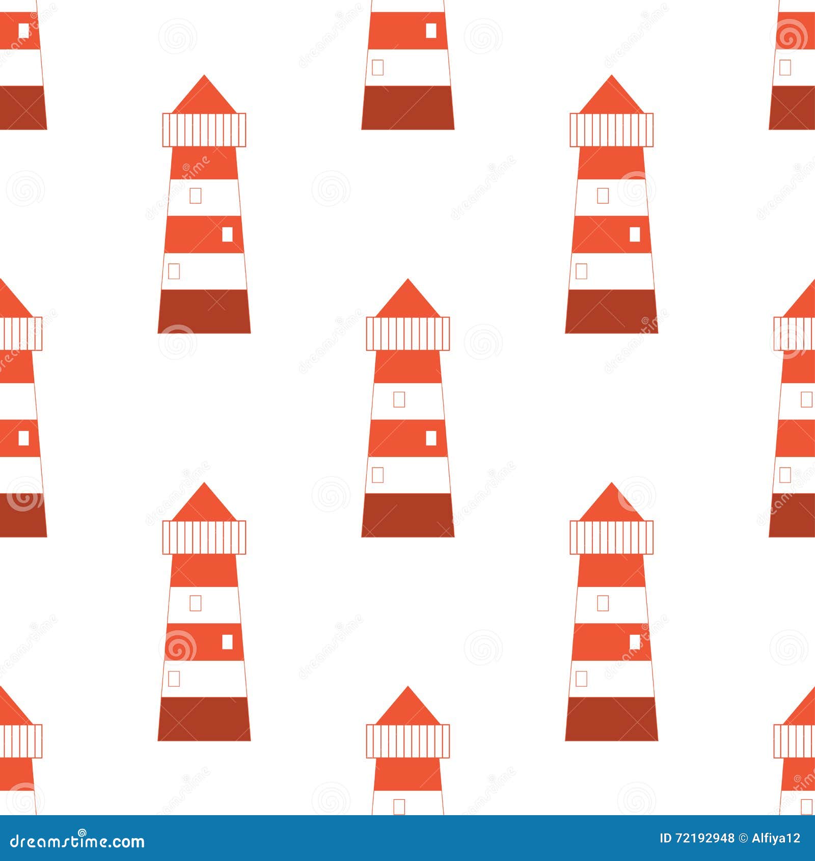 Pattern with Red-white Lighthouse. Stock Vector - Illustration of ...